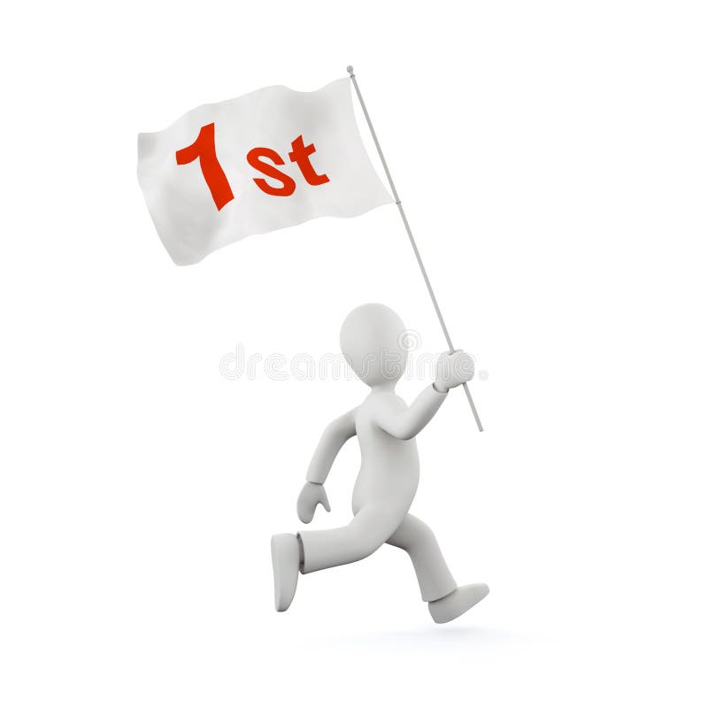 3d running man with flag stock illustration. Illustration of background ...