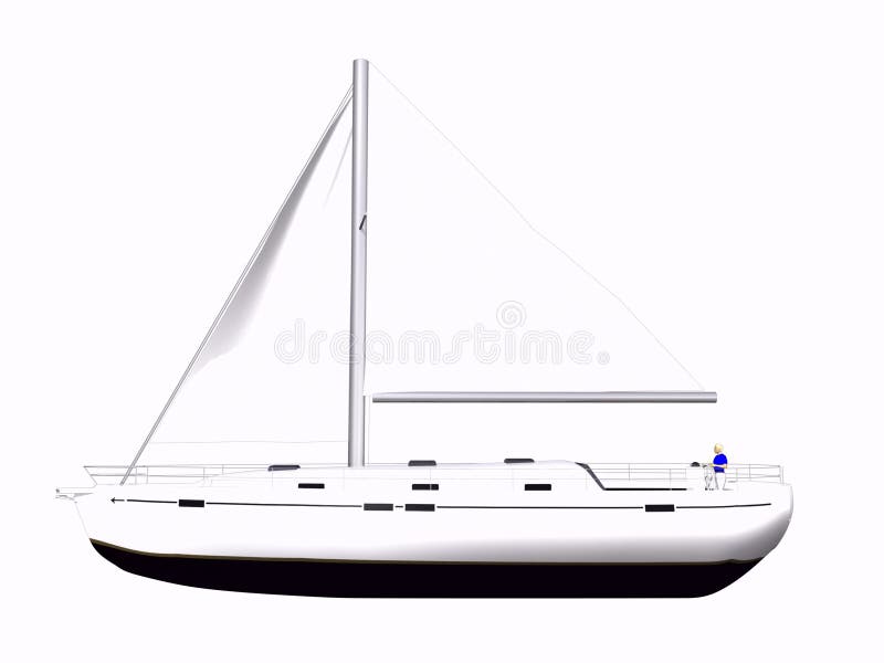 3D Sailboat side view stock illustration. Illustration of boat - 3593799
