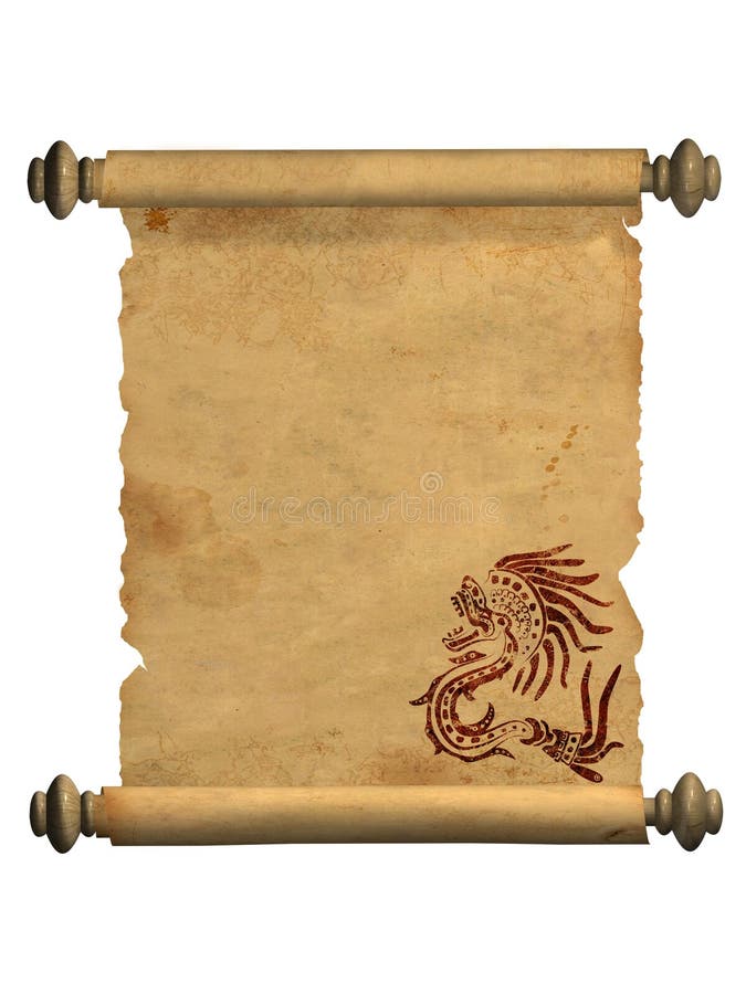 3d scroll of old parchment stock illustration. Illustration of mythical ...