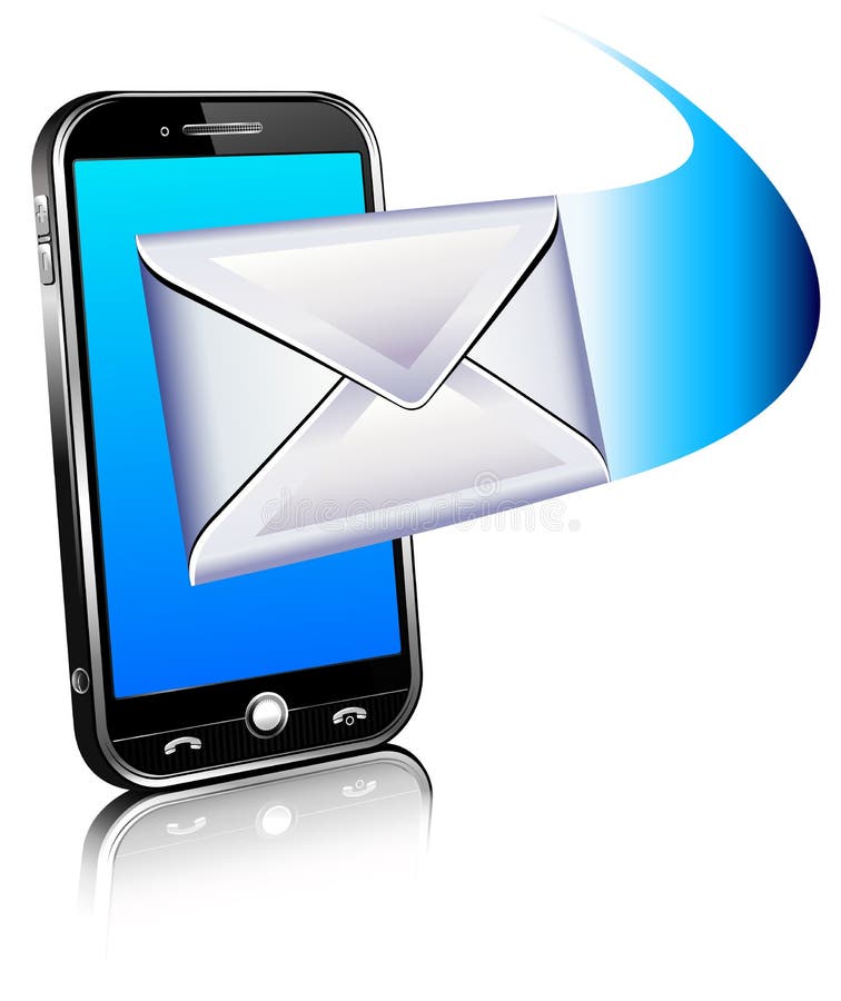 3D Send Receive Email Icon - Mobile Phone Stock Vector - Illustration ...
