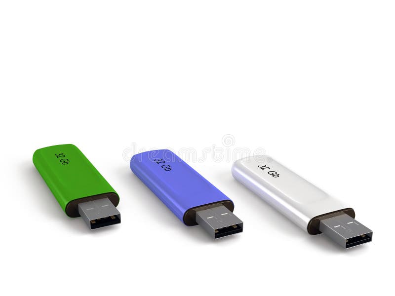 3d Set of Color USB Flash Drives Stock Illustration - Illustration of ...