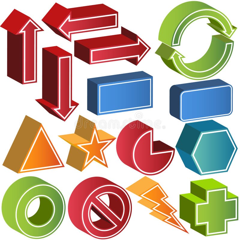 3D Shapes Set stock vector. Illustration of hexagon, icon - 9461877