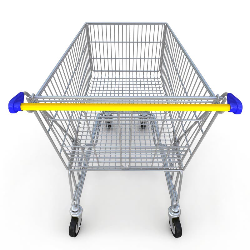 Wide Angle Image of Shopping Cart Rear View on White Isolated Ba Stock ...