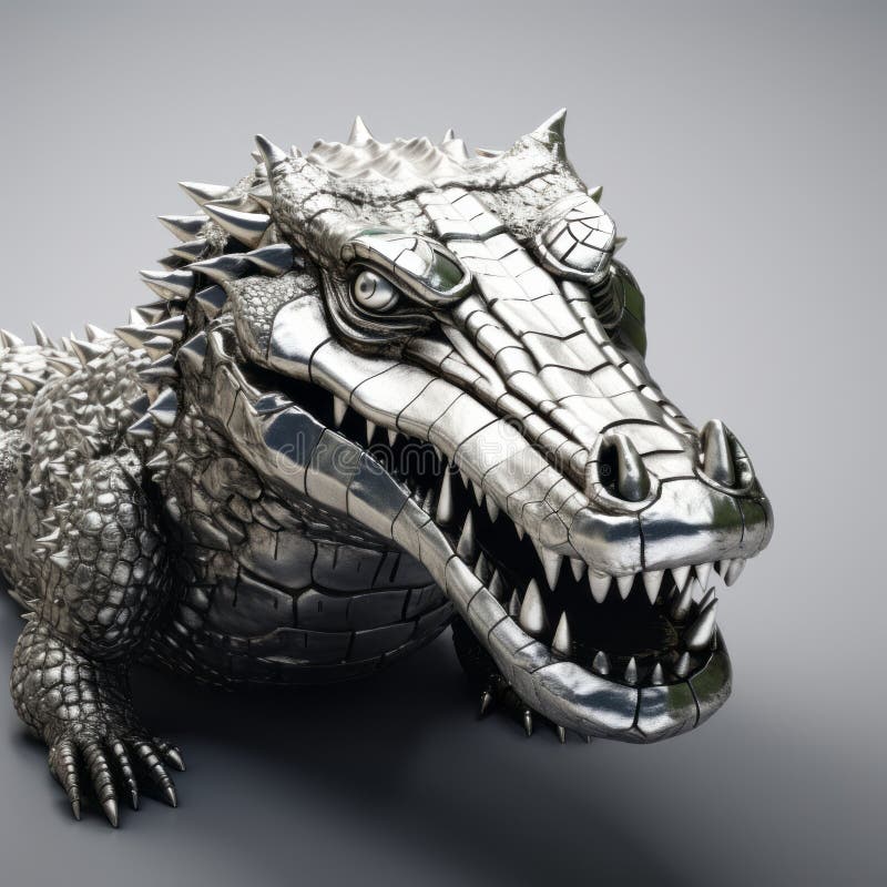 3d Silver Alligator: a Stunning Metal Composition by Jimmyp Stock ...