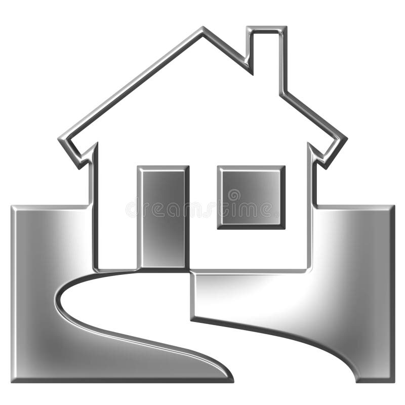 Eco Silver House Logo. 3D Rendering Illustration. Stock Illustration ...