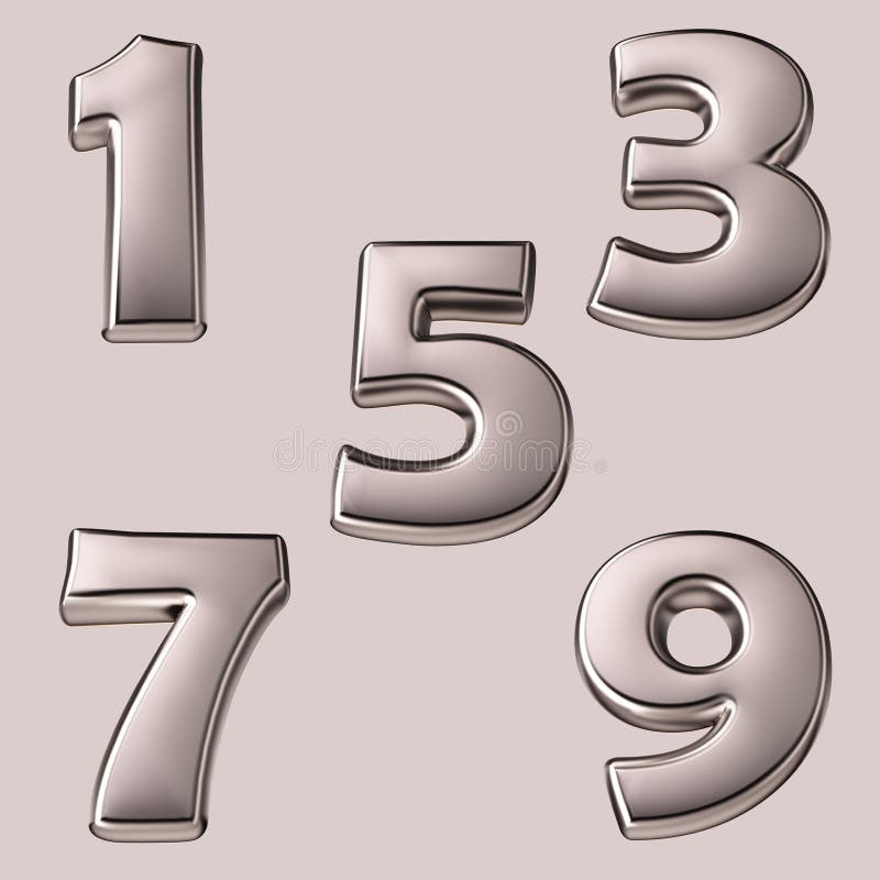 3d Silver numbers stock illustration. Illustration of currency - 8897028
