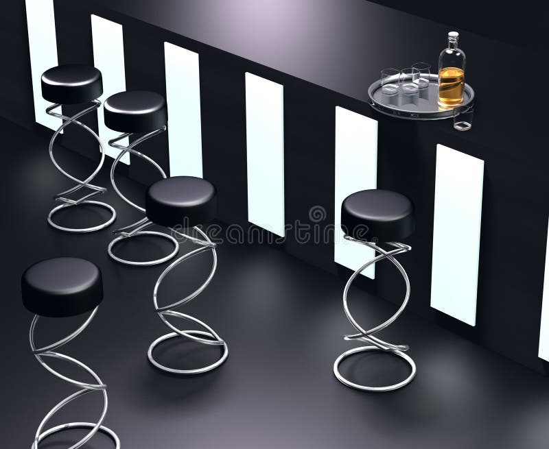 3D Simple Modern Bar Interior Stock Illustration - Illustration of ...