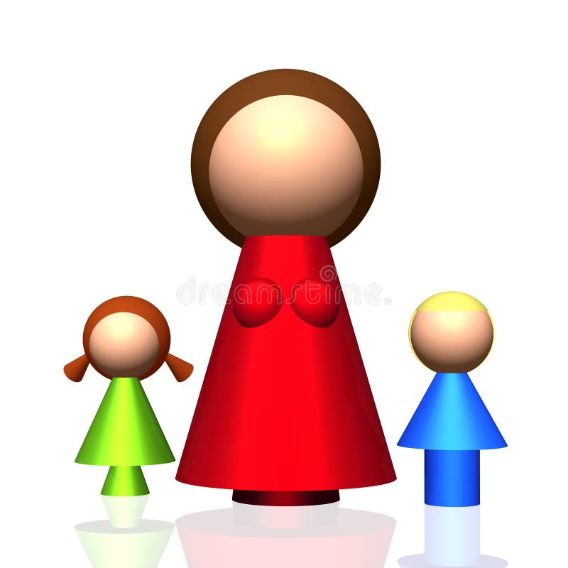 3D Single-parent Family Icon Stock Illustration - Illustration of ...