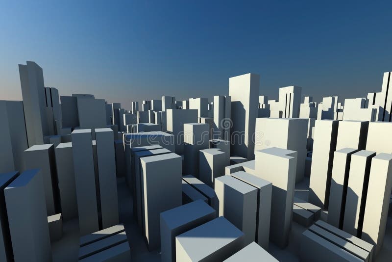 3d Skyline of a Crowd City - Aerial View Stock Illustration ...