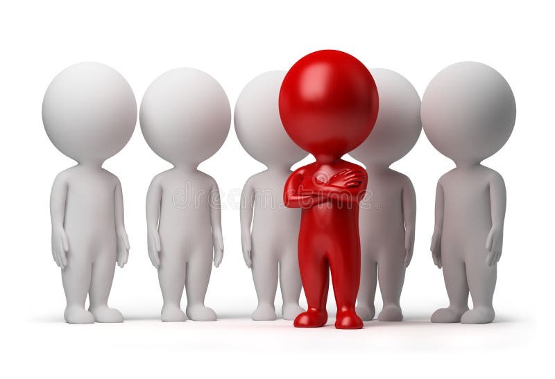 3d Small People - Leader of a Team Stock Illustration - Illustration of ...