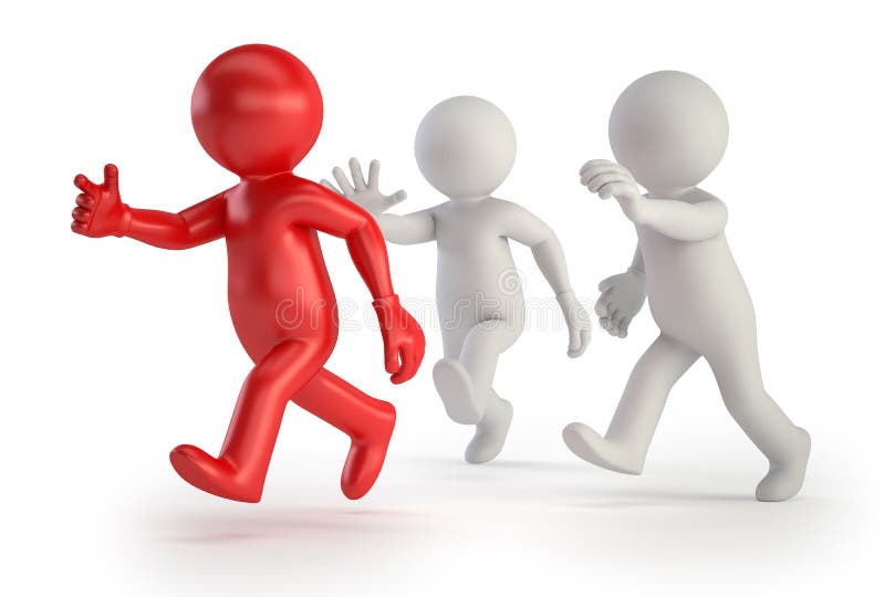 3d Small People - Running with a Red Stock Illustration - Illustration ...