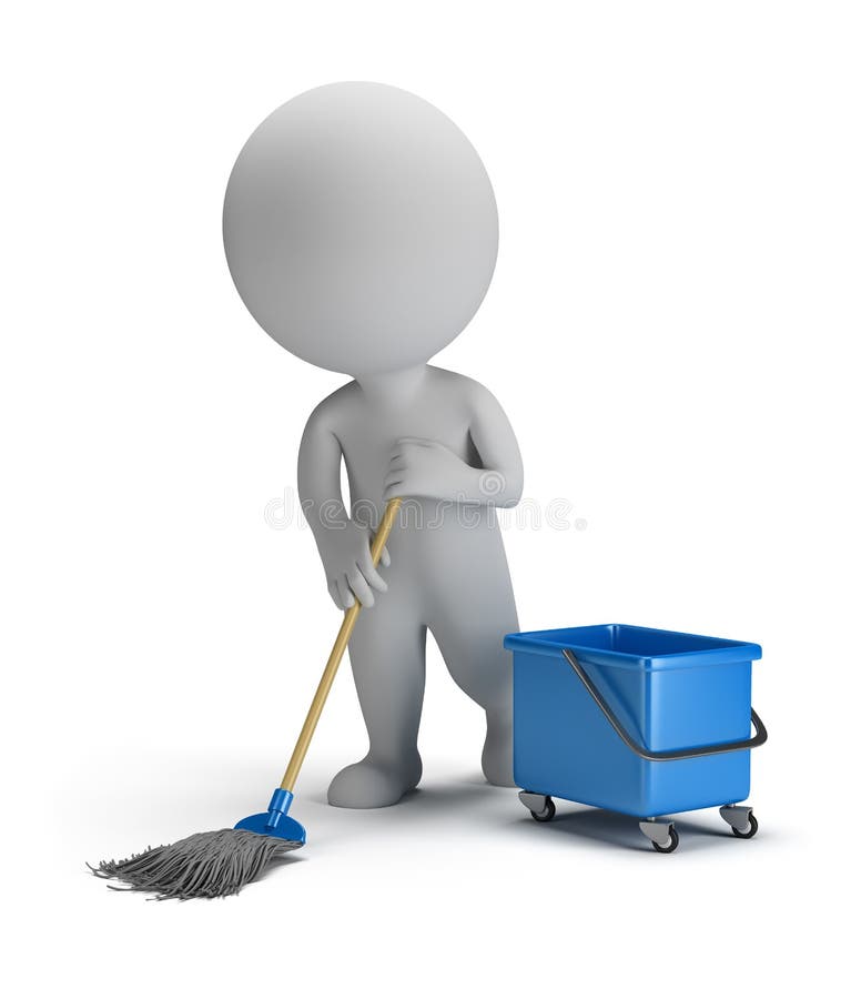 3d small people - sweeper stock illustration. Illustration of people ...