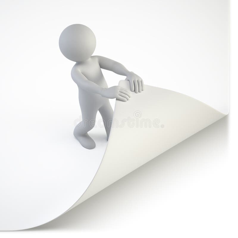 3d Small People - Try To Turn the Page Stock Illustration ...