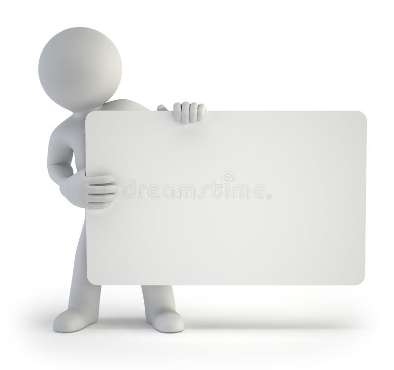 3d Cartoon Man with Blank Board that You Can Inser Stock Illustration ...
