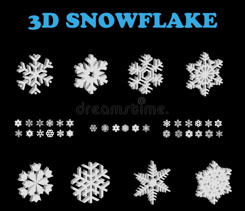 3D Snowflake set stock vector. Illustration of ornate - 22099082