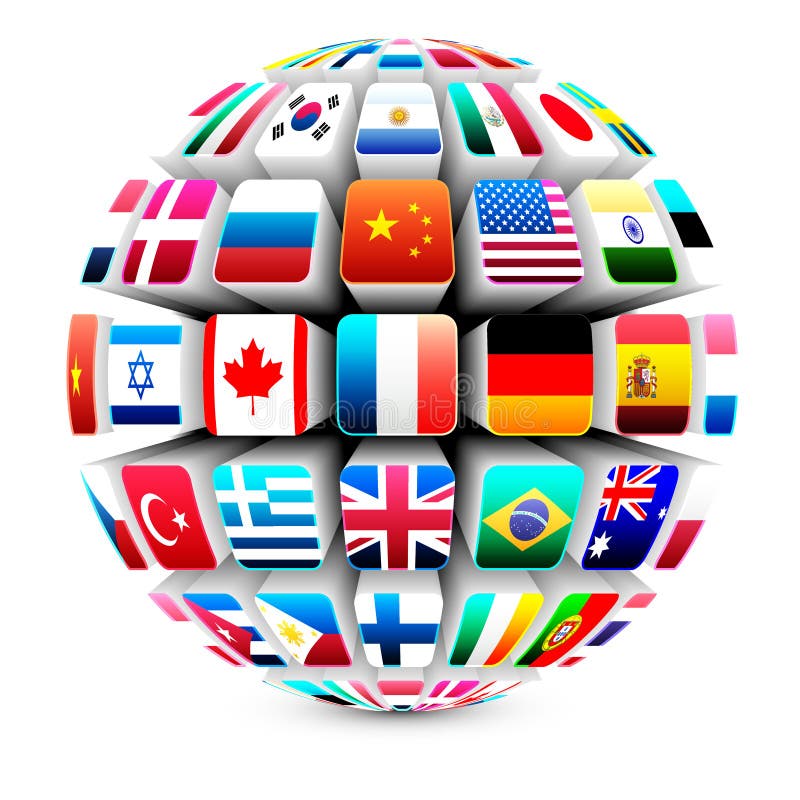 3d sphere with world flags stock vector. Illustration of geography ...