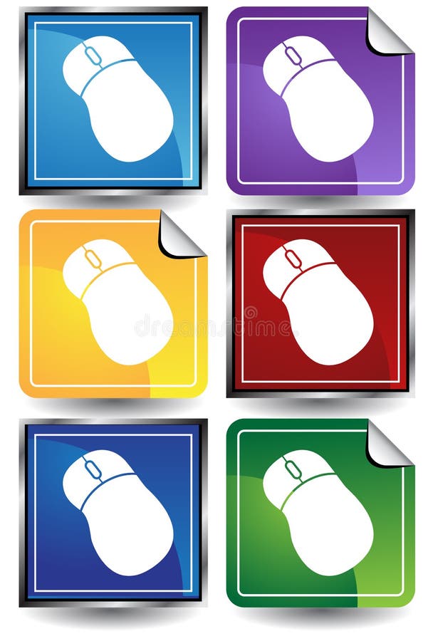 3D Sticker Set - Mouse stock vector. Illustration of cord - 10071626