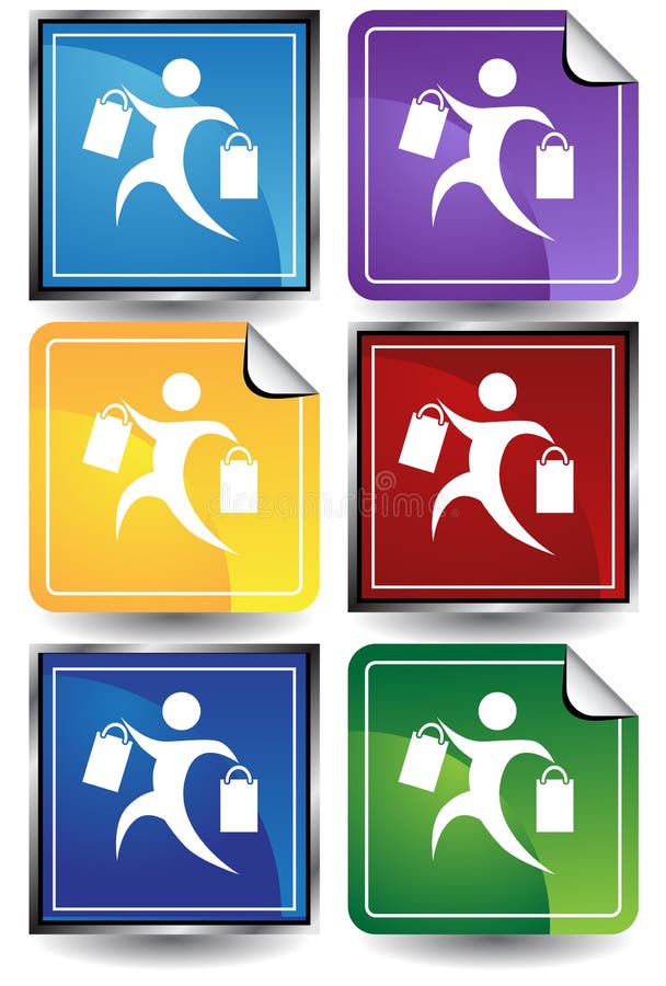 3D Sticker Set - Shopping stock vector. Illustration of shoppers - 10059767