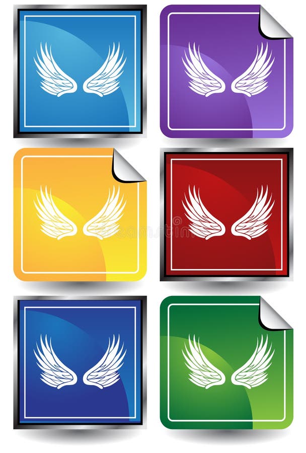 3D Sticker Set - wings stock vector. Illustration of icon - 10378753