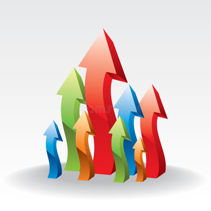 Stijgende kleurrijke pijl vector illustratie. Illustration of richting ...