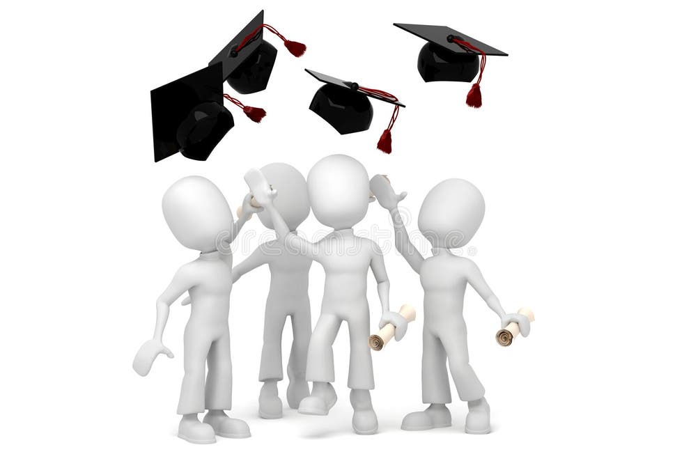 3d Students Jumping for Final Colege Graduation Stock Illustration ...
