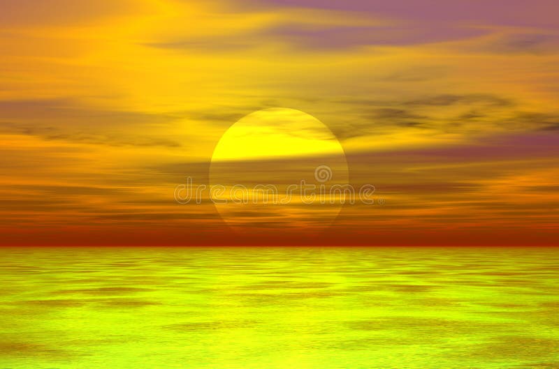 3D Sunset Landscape stock illustration. Illustration of landscape - 1238634