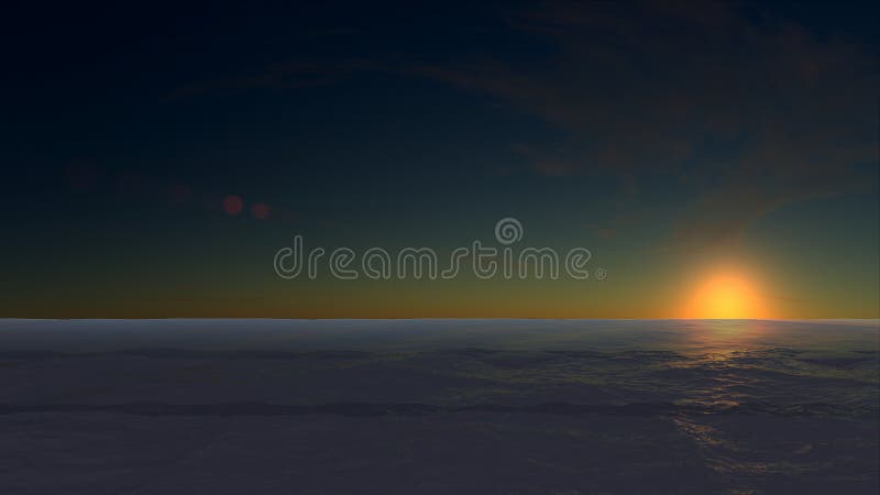 3d sunset at the sea stock illustration. Illustration of seascape ...