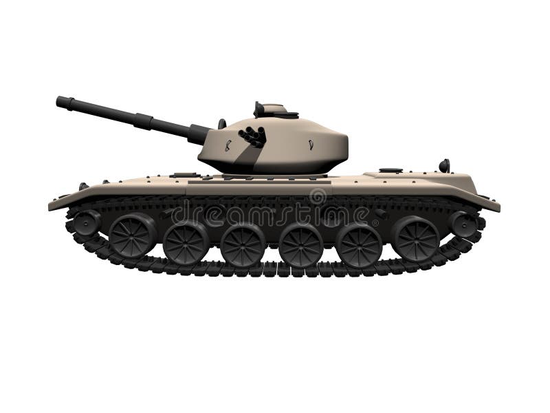 3D Tank Side View on White Background Stock Illustration - Illustration ...