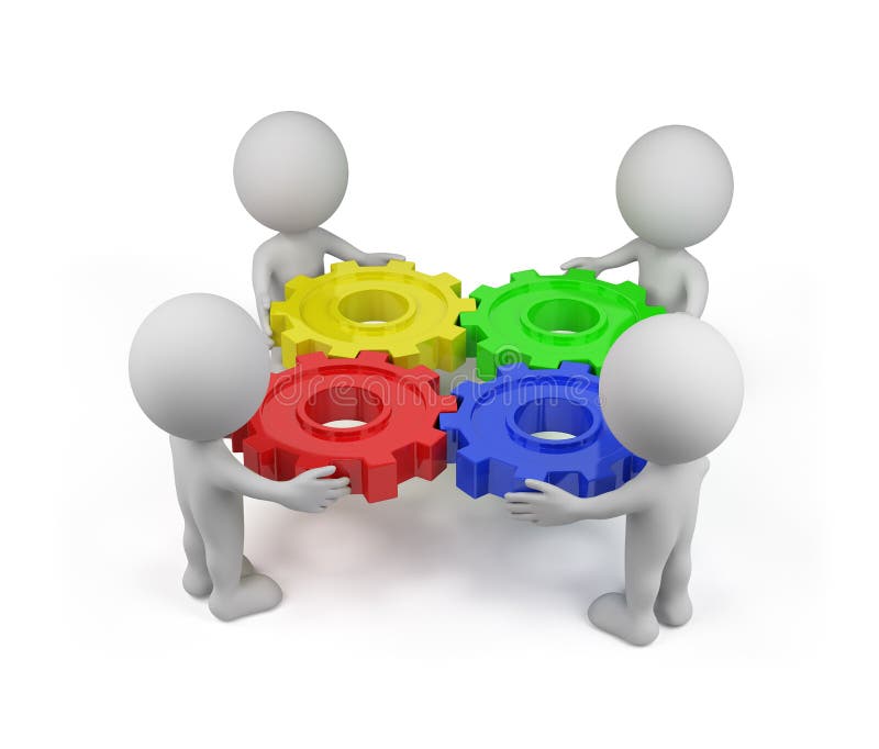 3d Person - Teamwork with Puzzles Stock Illustration - Illustration of ...