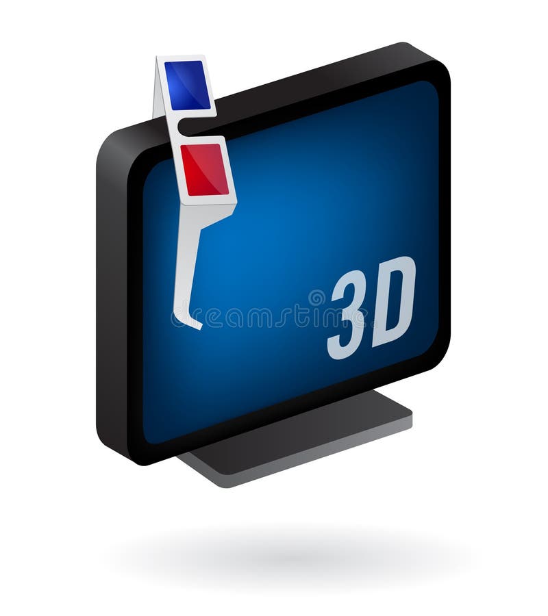 3d television with glasses stock vector. Illustration of television ...
