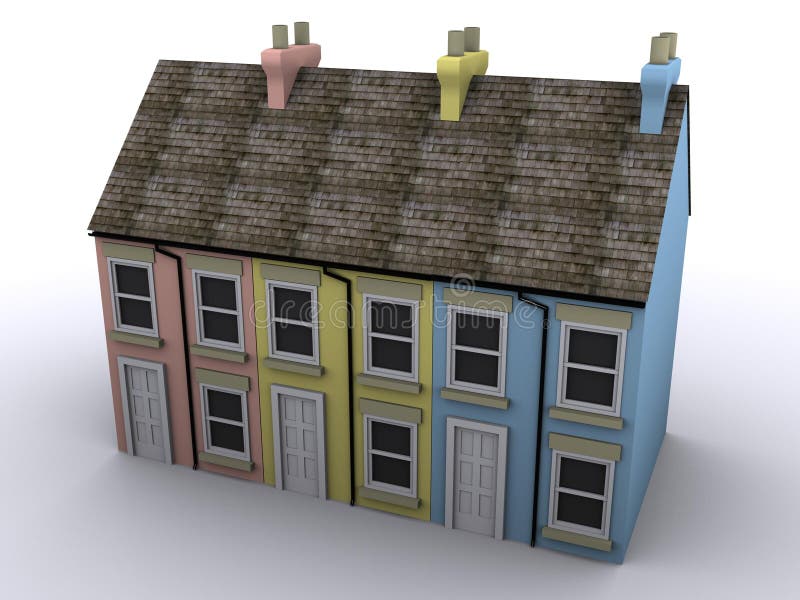 3D Terrace House stock illustration. Illustration of clones - 4298722