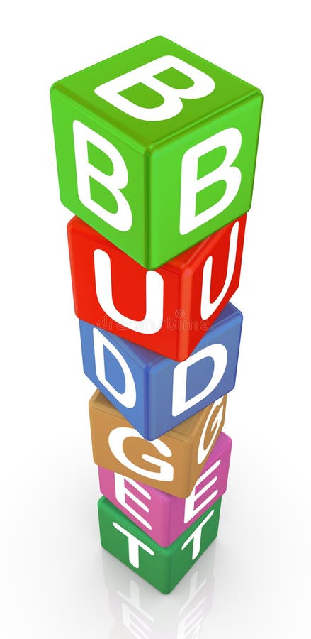 3d text cubes budget stock illustration. Illustration of info - 20665813