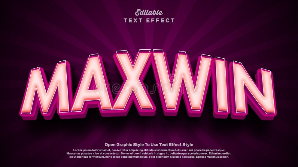 3d Text Effect Style, Maxwin Words Theme. Stock Vector - Illustration ...