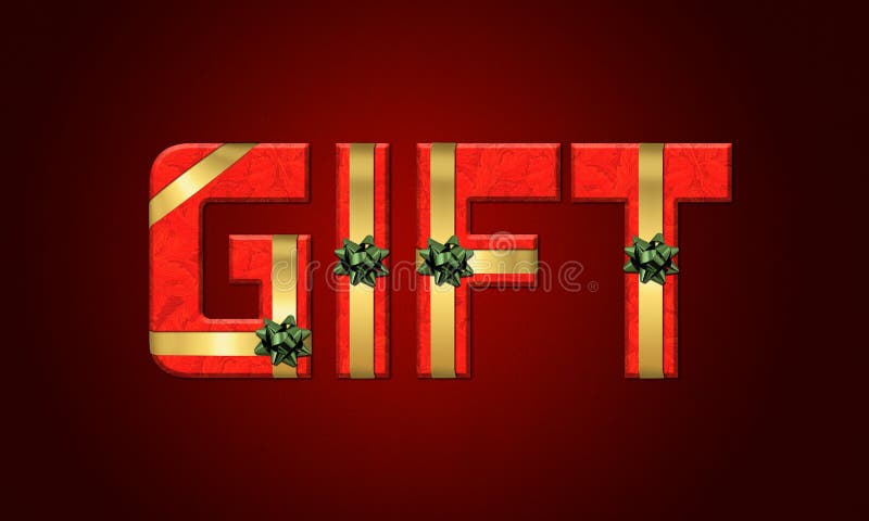 3d text GIFT. stock illustration. Illustration of ribbon - 28661529