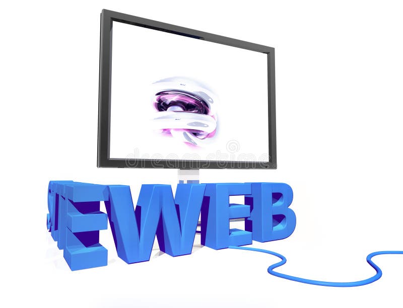 3D Text Web Site with a Monitor Stock Illustration - Illustration of ...