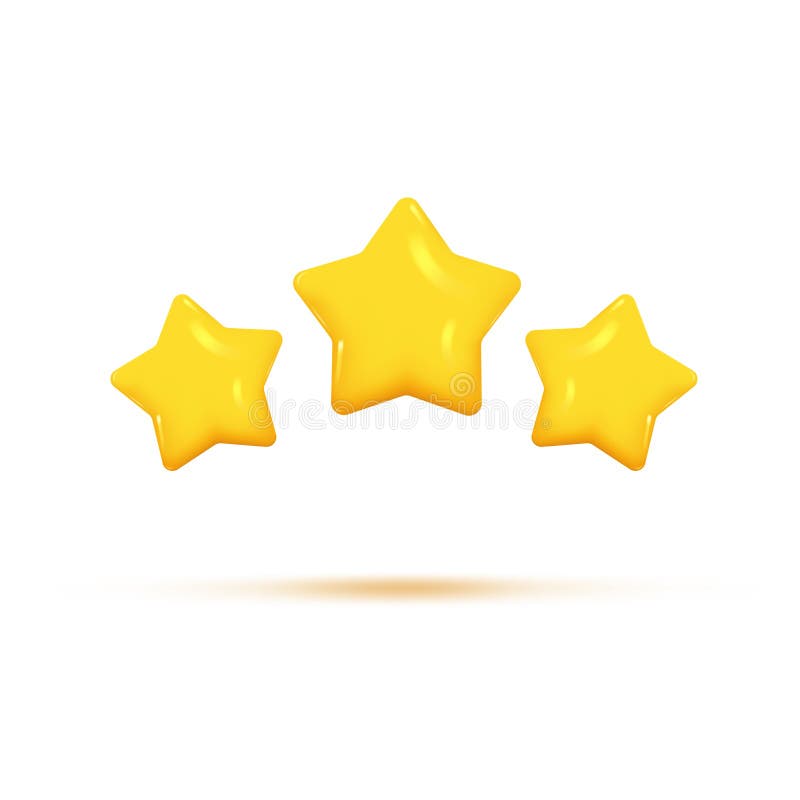 3d Three Stars, Glossy Yellow Colors. Vector Stock Vector ...