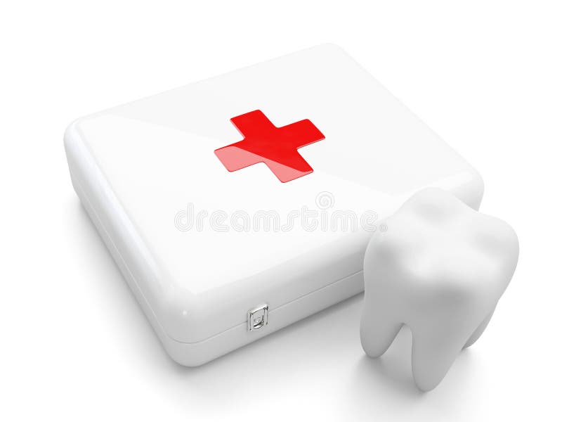 3d tooth and frist aid kit stock illustration. Illustration of cartoon ...