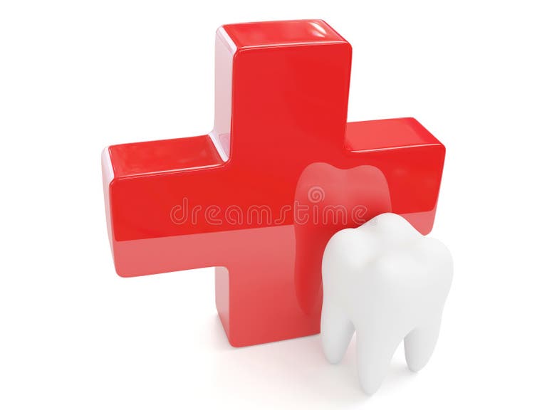 3d tooth and red cross editorial stock image. Illustration of clean ...