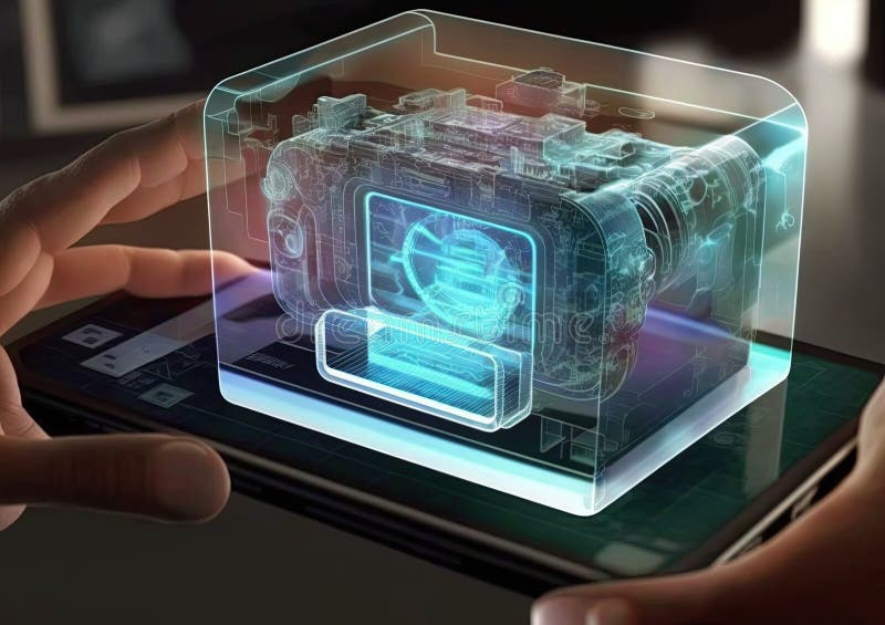 3D Touch Hologram Display Technology Stock Illustration - Illustration ...