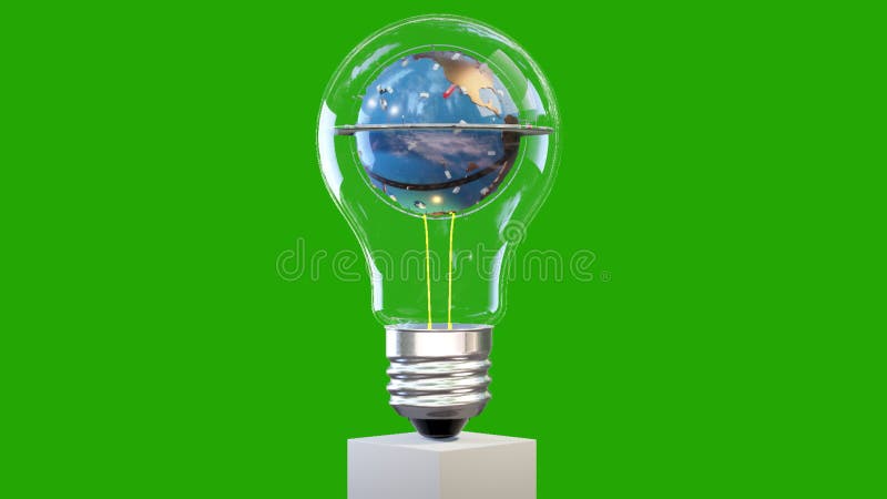 3D Traffic Earth Revolving Inside of a Classic Lightbulb, Loop, Green ...