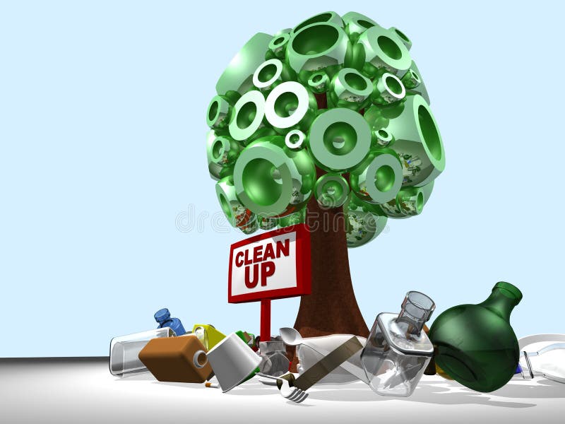 3D tree and clean up stock illustration. Illustration of botanical ...