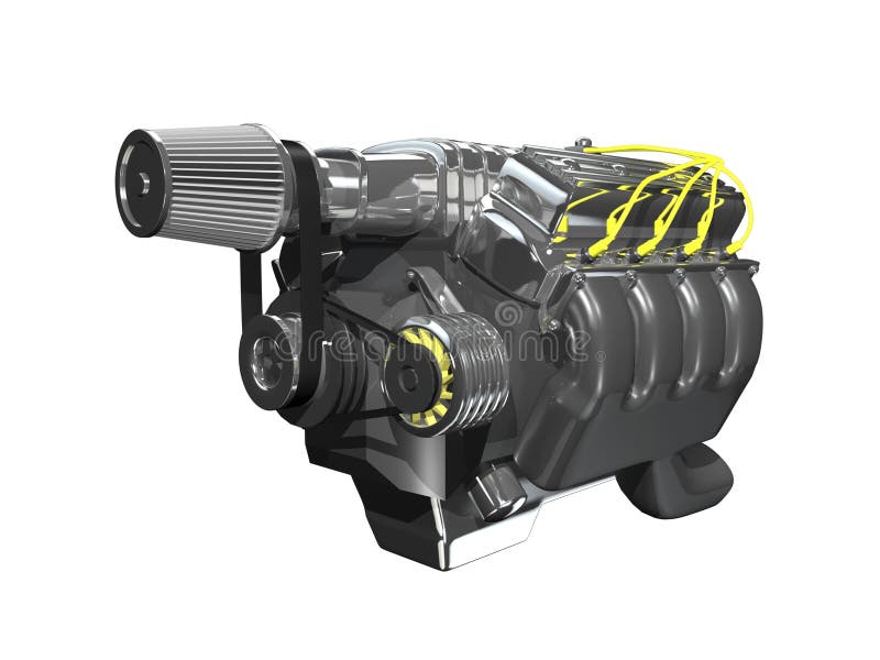 Modern Turbo Engine and Supercharger Engine 3d Render on White ...
