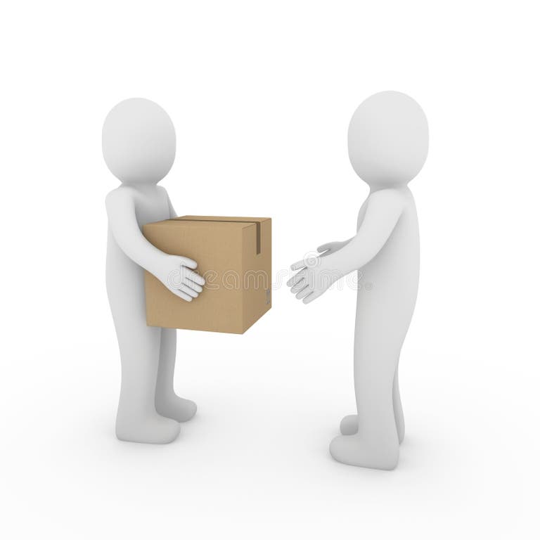 3d Two Human Package Shipping Box Stock Illustration - Illustration of ...