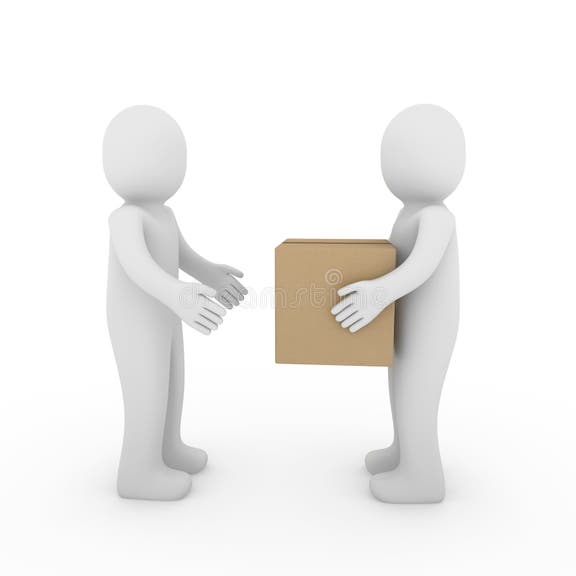 3d Two Human Package Shipping Box Stock Illustration - Illustration of ...