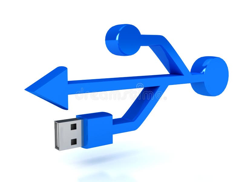 3d usb symbol over white stock illustration. Illustration of medium ...