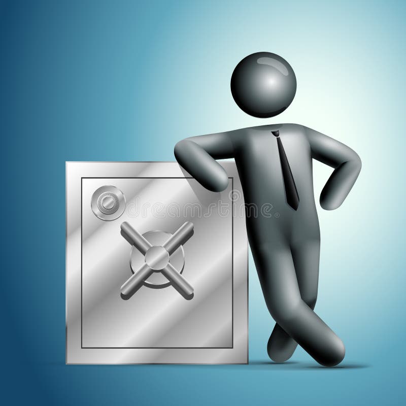 3d Vector Man Leaning on a Safe. Stock Vector - Illustration of ...