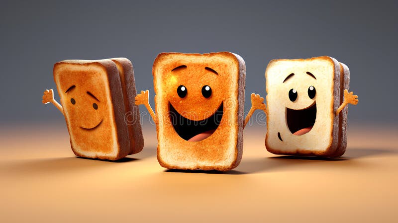 3d-visualized Illustration of the Cartoon Character Bread. Stock ...