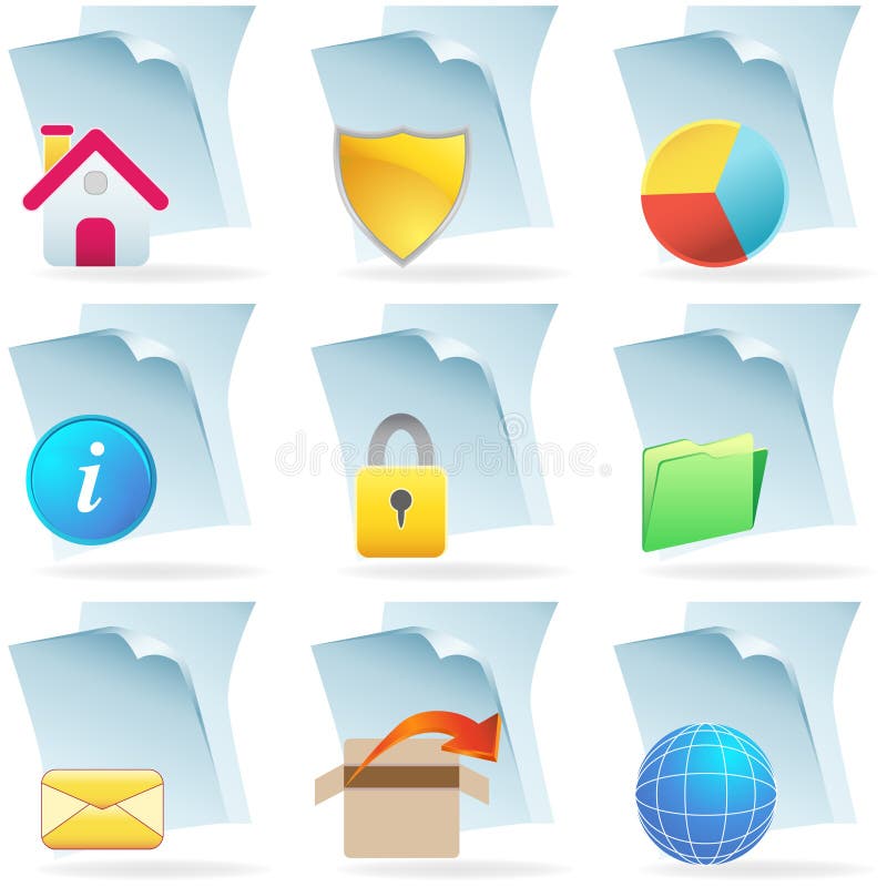 Document Web Icons Set 1, Blue Sticker Series Stock Vector ...