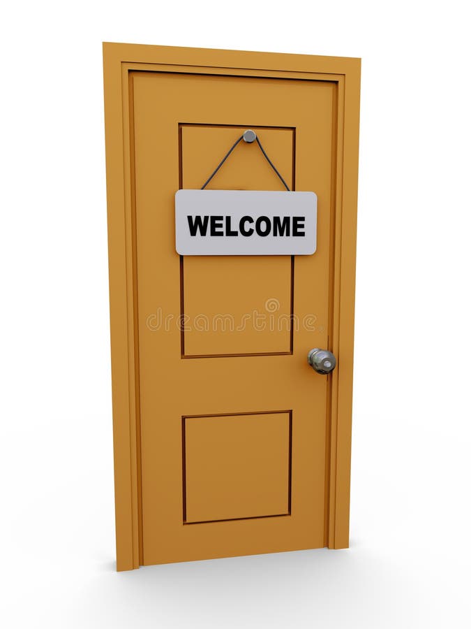 3d welcome door stock illustration. Illustration of label - 27298894