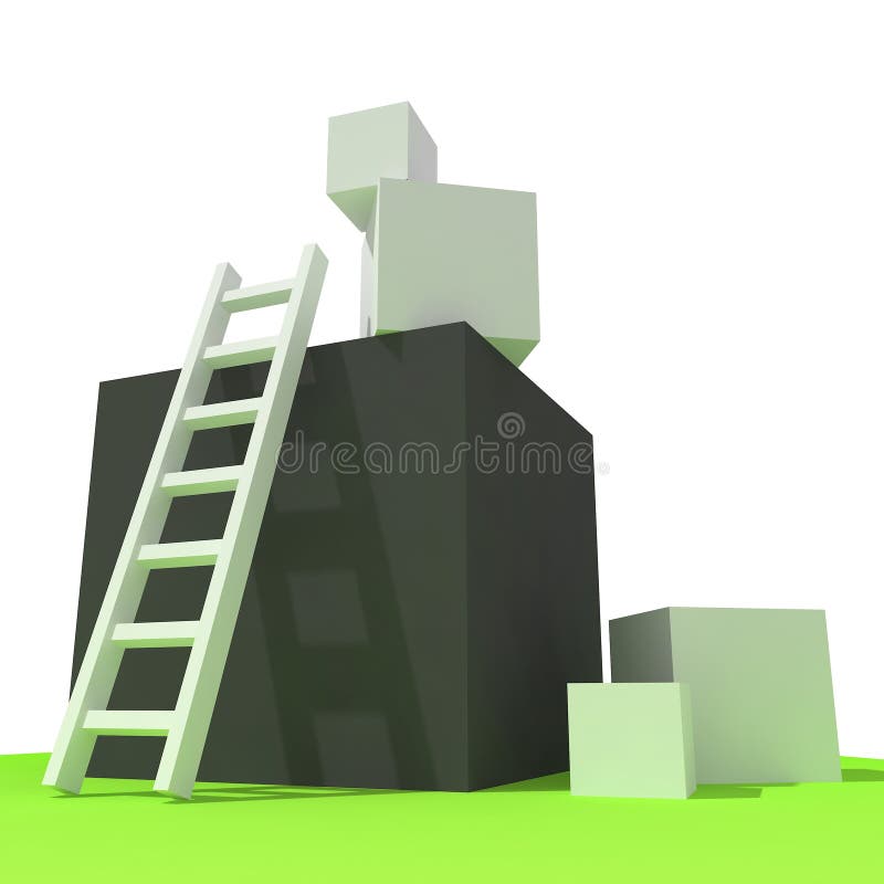 3d White Ladder on Black Box Stock Illustration - Illustration of ...